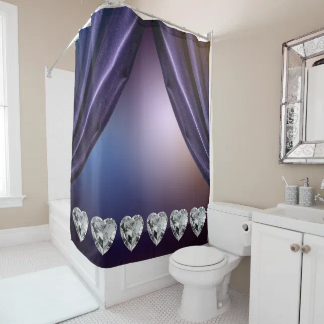 White Diamond Purple Shower Curtain | Zazzle