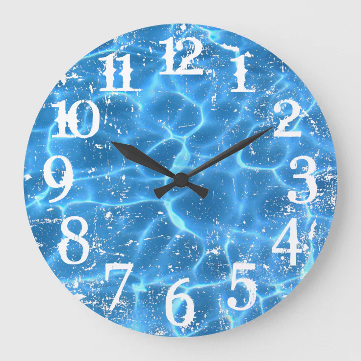 White Distressed Numbers and Photo Overlay Large Clock | Zazzle