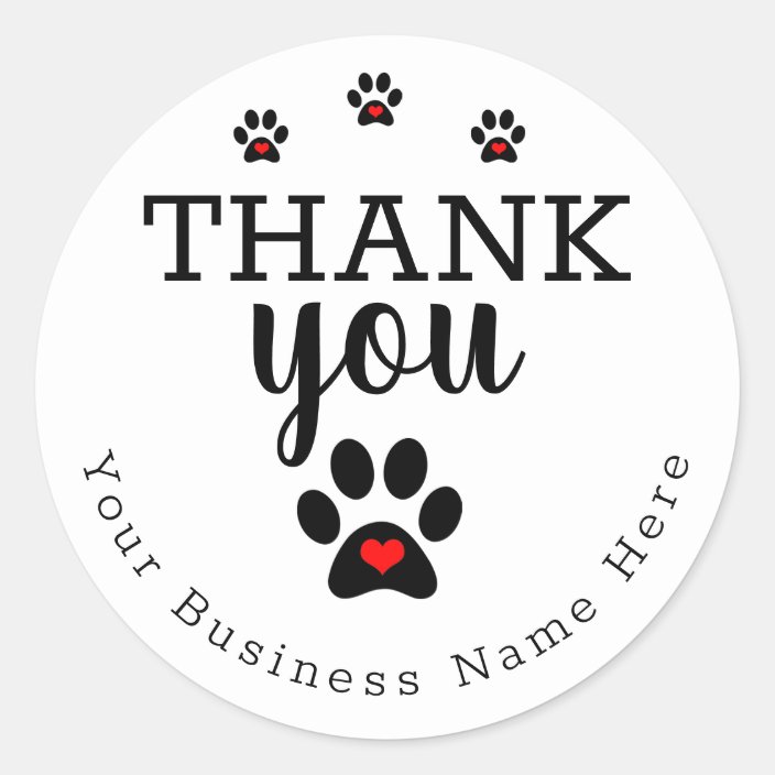 White Dog Paw Custom Thank You Stickers | Zazzle