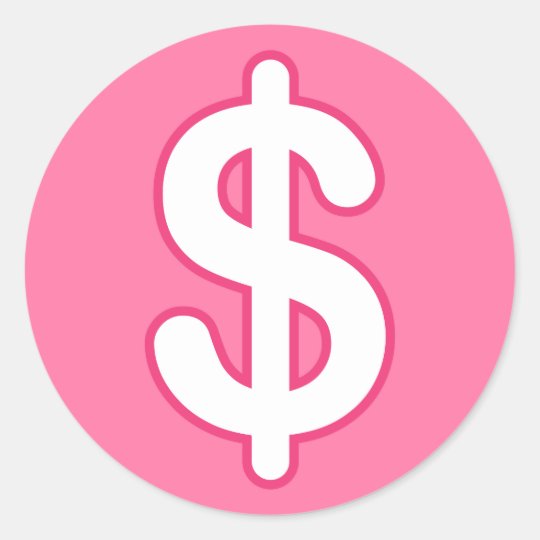 White dollar sign on pink background stickers | Zazzle.com