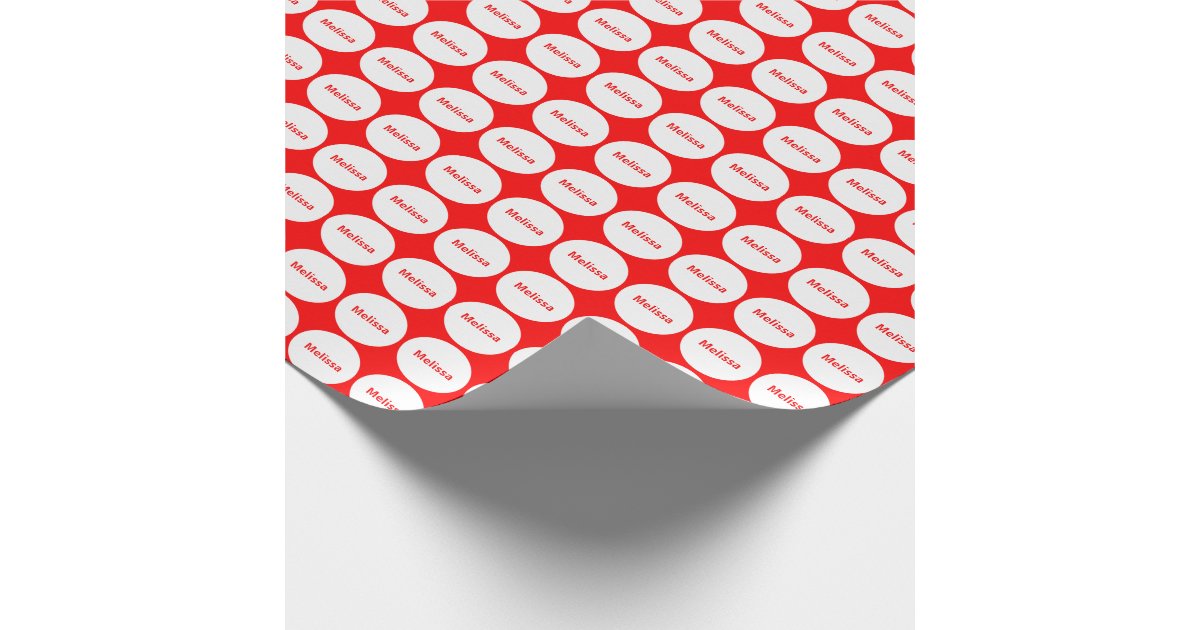 White Dots Pattern On Red With Name Wrapping Paper | Zazzle