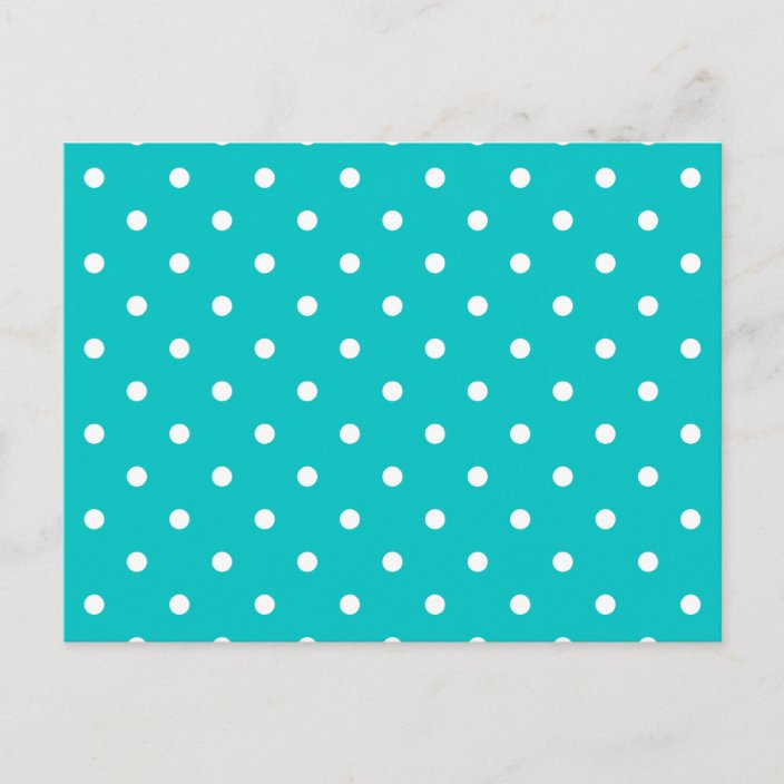White dots, Teal Polka Dot Pattern. Postcard | Zazzle.com