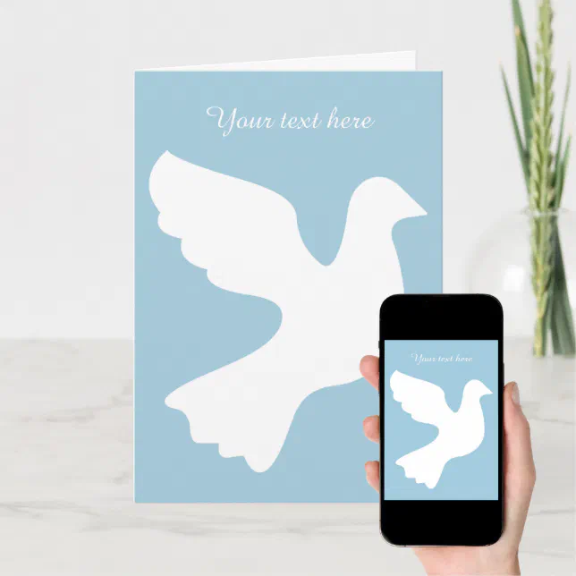 White dove greeting card with custom message | Zazzle