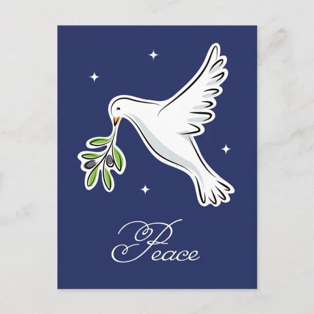 White dove holiday season card with text "Peace" | Zazzle