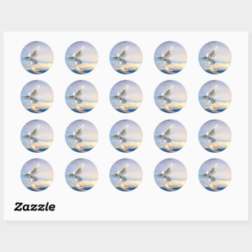 White dove in flight classic round sticker | Zazzle