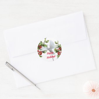 White dove of peace christian mistletoe christmas classic round sticker ...