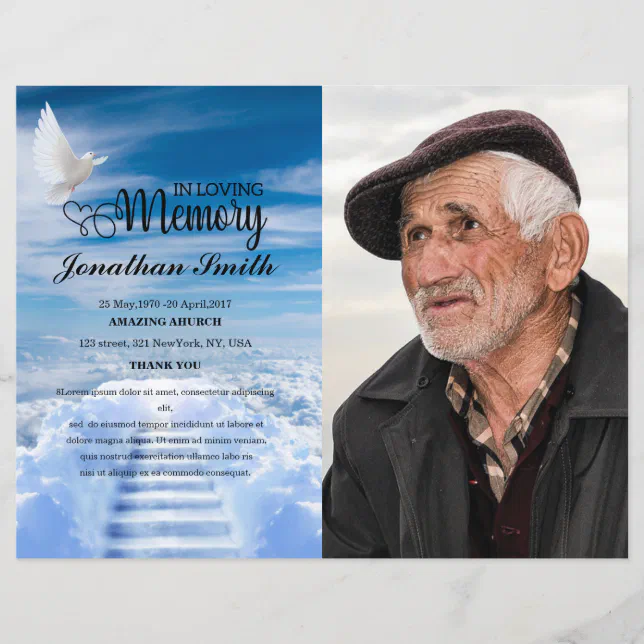 White dove & Sky Funeral Program template | Zazzle