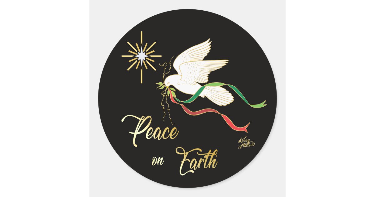 White Dove Spreading Peace On Earth Classic Round Sticker | Zazzle