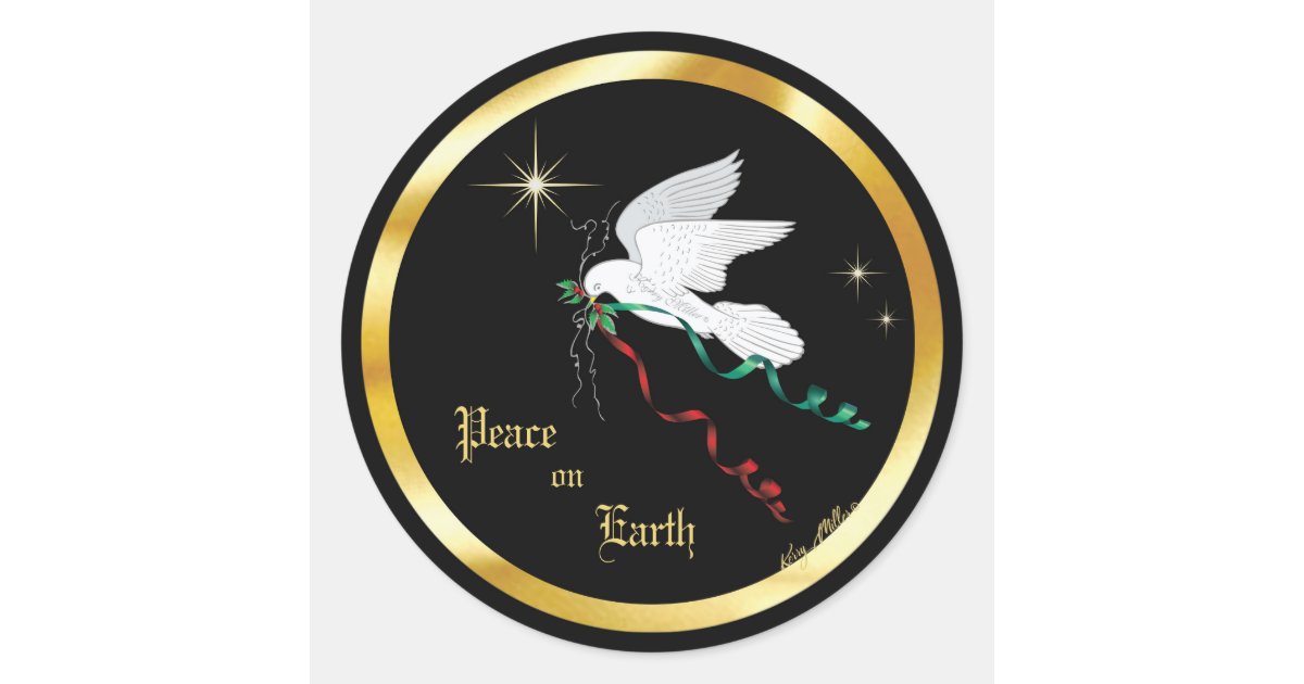 White Dove Spreading Peace On Earth Classic Round Sticker | Zazzle