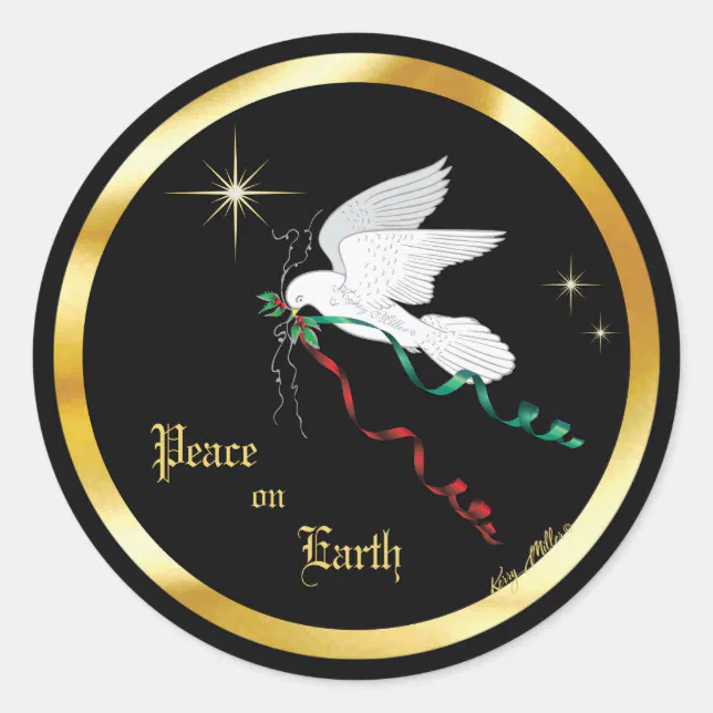 White Dove Spreading Peace On Earth Classic Round Sticker | Zazzle