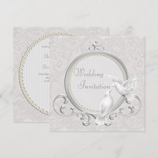 White Doves & Paisley Lace Wedding Invitation | Zazzle