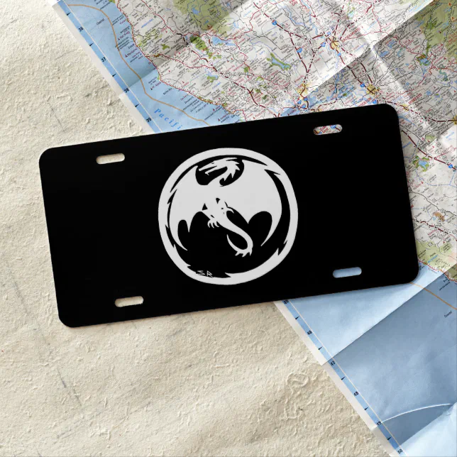 White Dragon aluminum car license plate | Zazzle