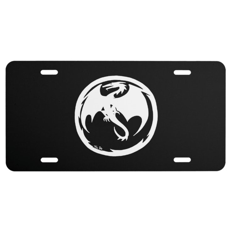 White Dragon aluminum car license plate | Zazzle