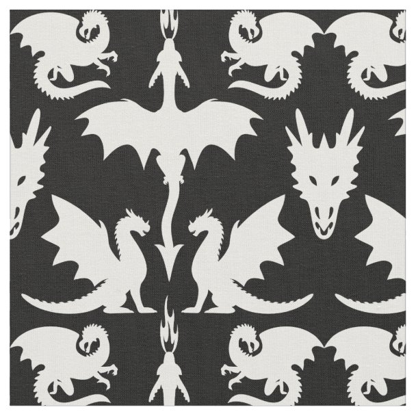 White Dragons on Purple Cheeky Witch® Pagan Wiccan Fabric | Zazzle