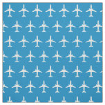 White E175 Jet Airplane Pattern on Navy Blue Fabric | Zazzle