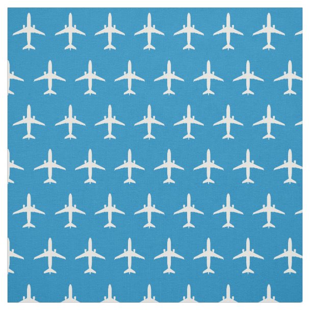 White E175 Jet Airplane Pattern on Navy Blue Fabric | Zazzle
