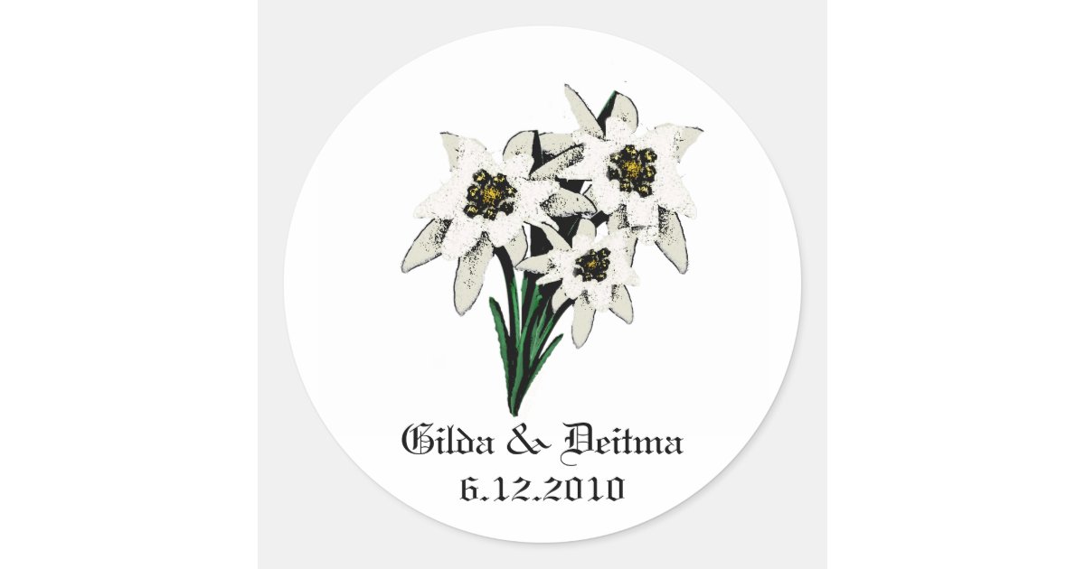 White Edelweiss Wedding Stickers | Zazzle