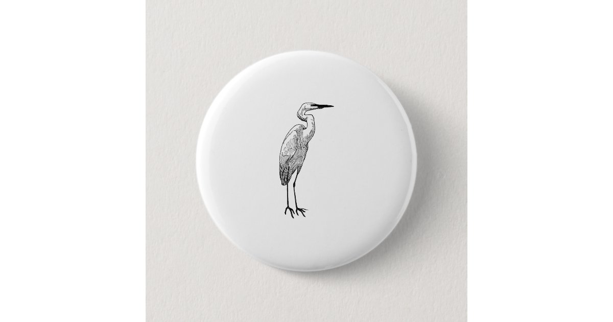 White Egret Button | Zazzle