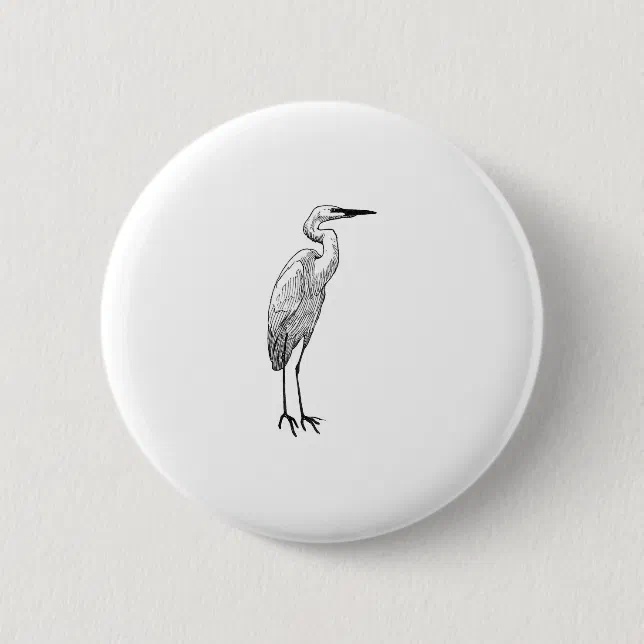 White Egret Button | Zazzle