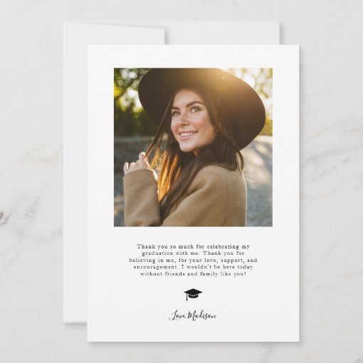 White Elegance Graduation Thank You Photo Collage | Zazzle