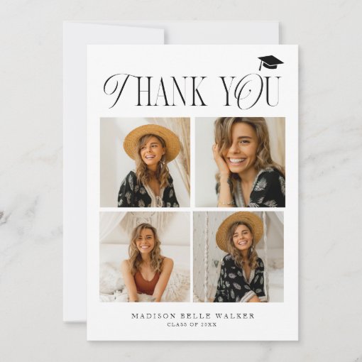White Elegance Graduation Thank You Photo Collage | Zazzle