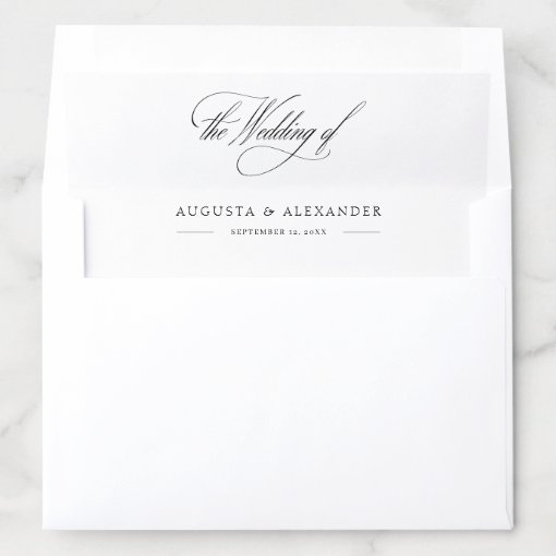 White Elegant Calligraphy Wedding Envelope Liner | Zazzle