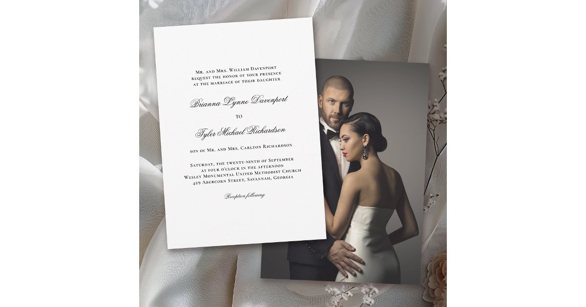 White Elegant Classic Wedding Parents Host Invitation | Zazzle