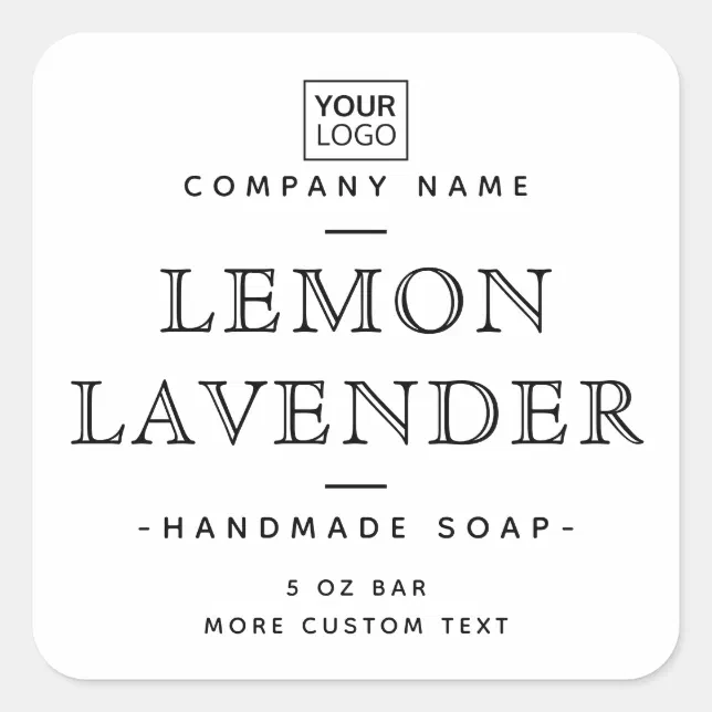 White elegant custom logo square product labels | Zazzle