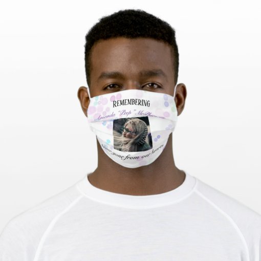 White Elegant sparkle memorial photo face mask | Zazzle