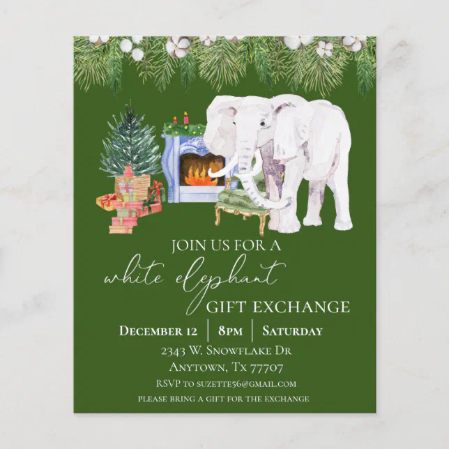 White Elephant Christmas Holiday Party Flyer | Zazzle