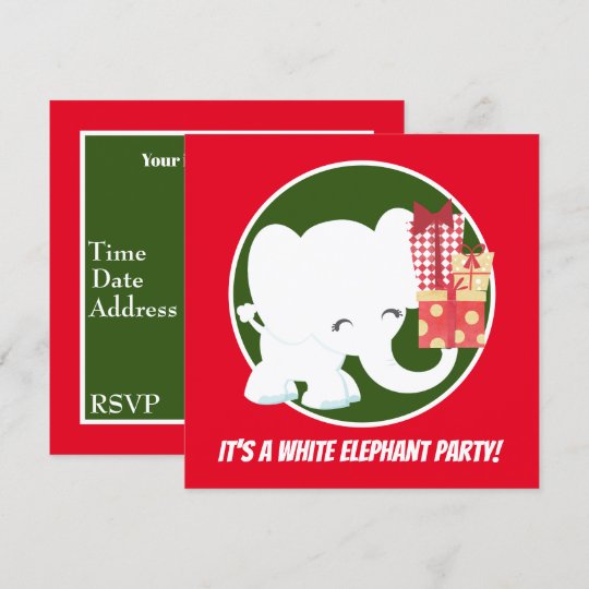 White elephant Christmas Holiday party Invitation | Zazzle.com