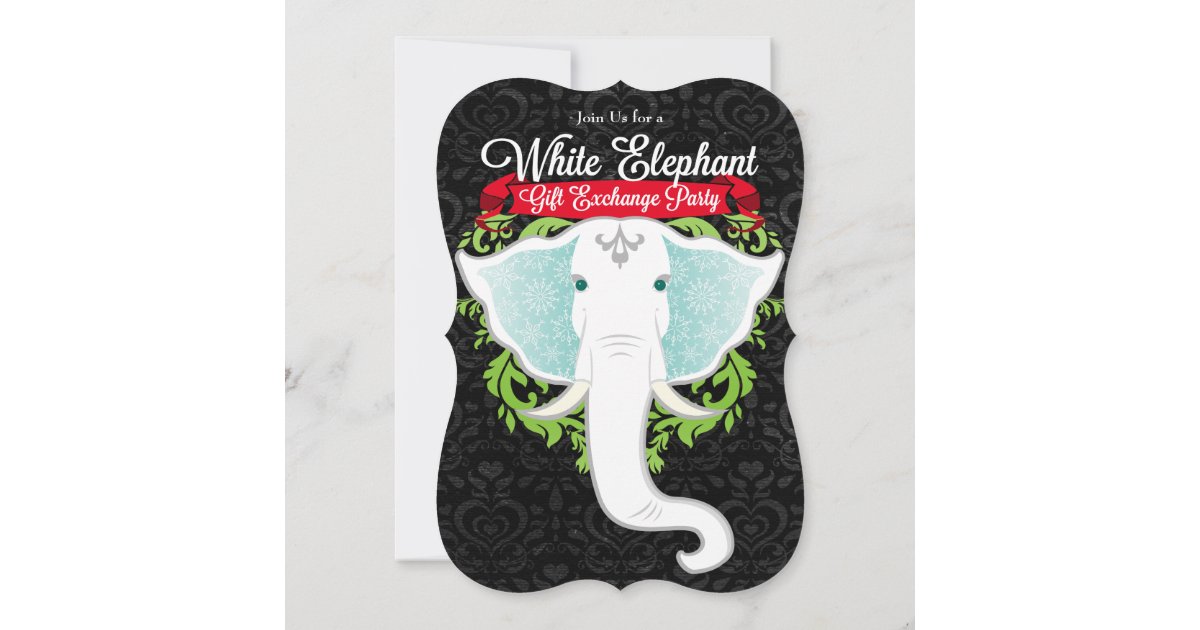 White Elephant Custom Holiday Party Invitations | Zazzle