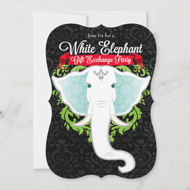 White Elephant Custom Holiday Party Invitations | Zazzle