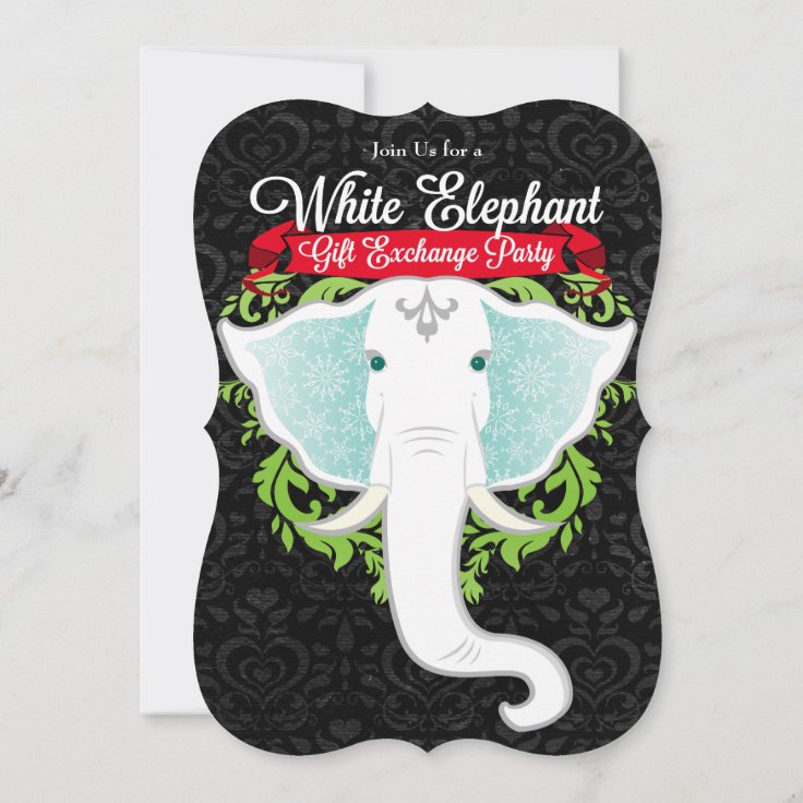White Elephant Custom Holiday Party Invitations | Zazzle