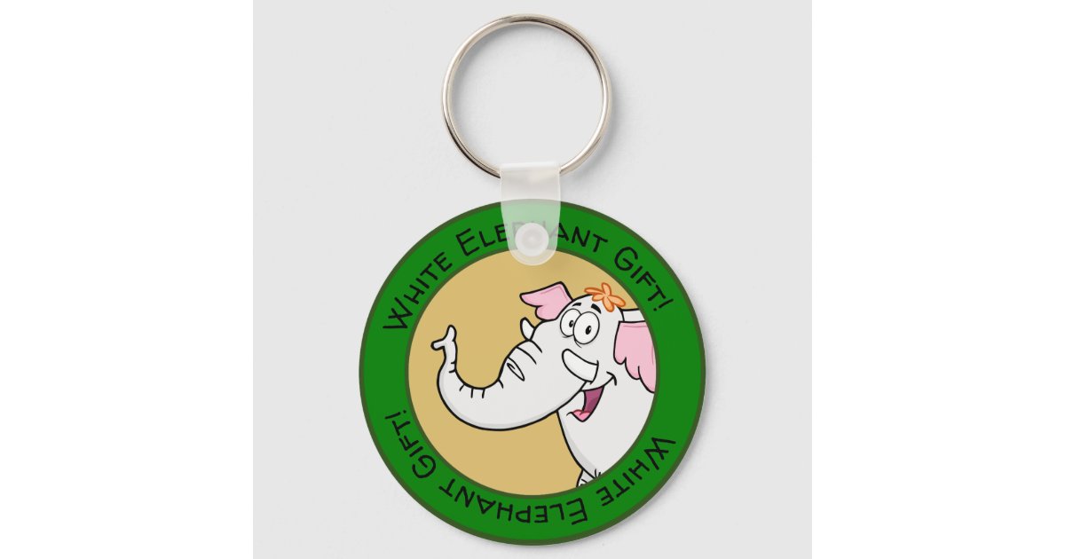 White Elephant Exchange Cartoon Keychain | Zazzle
