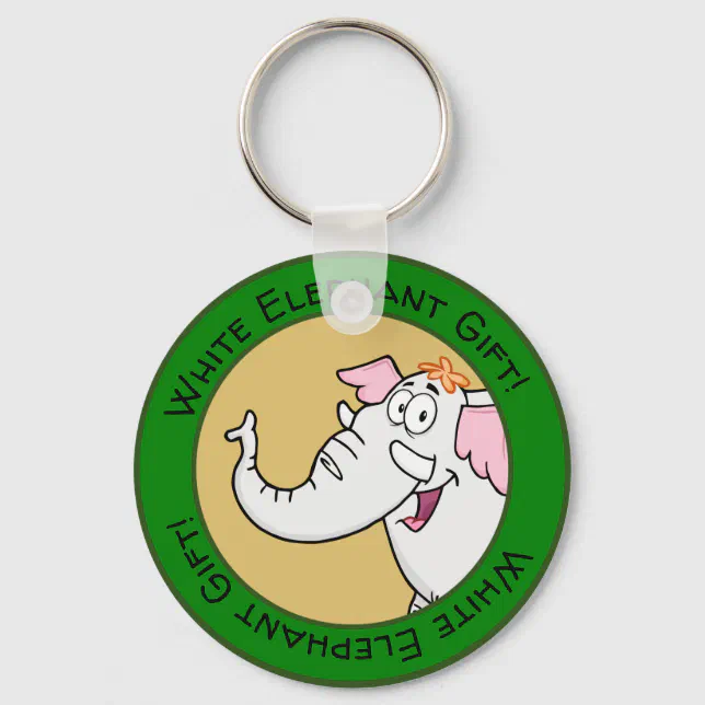 White Elephant Exchange Cartoon Keychain | Zazzle