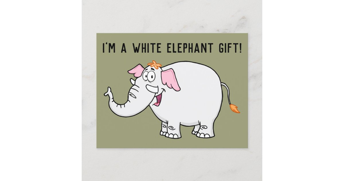 White Elephant Exchange Cartoon Postcard | Zazzle