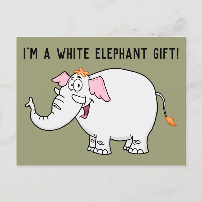 White Elephant Exchange Cartoon Postcard | Zazzle
