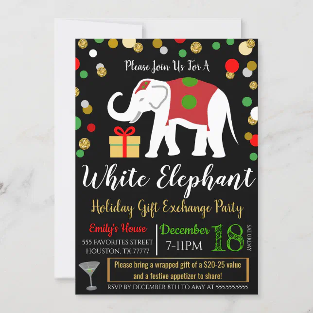 White Elephant Exchange Party Invitation | Zazzle
