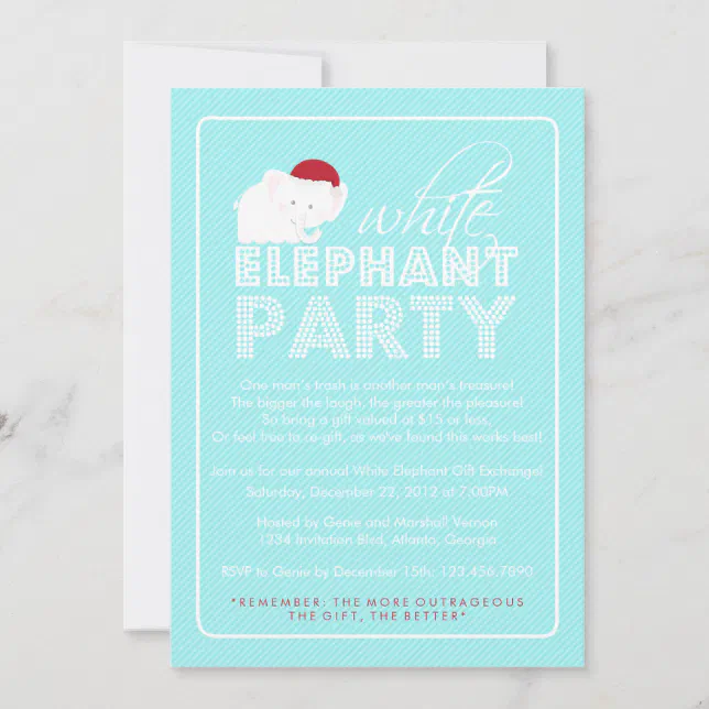 White Elephant Gift Exchange Holiday Party Invitation | Zazzle