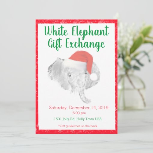 White Elephant Gift Exchange Invitation | Zazzle
