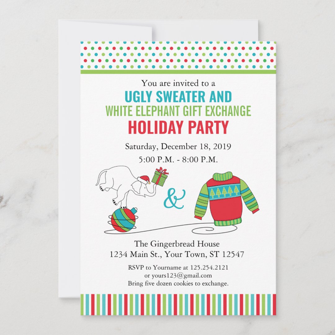 White Elephant Gift Exchange Invitation | Zazzle