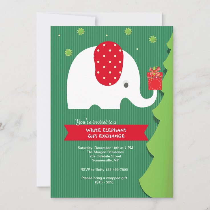 White Elephant Gift Exchange Party Invitation | Zazzle