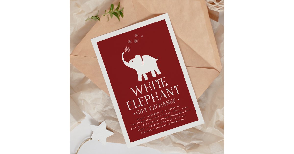 White Elephant Gift Exchange Party Invitation | Zazzle