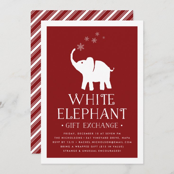 White Elephant Gift Exchange Party Invitation | Zazzle