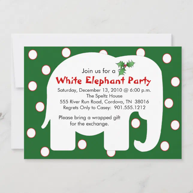 White Elephant Holiday Party Invitations | Zazzle