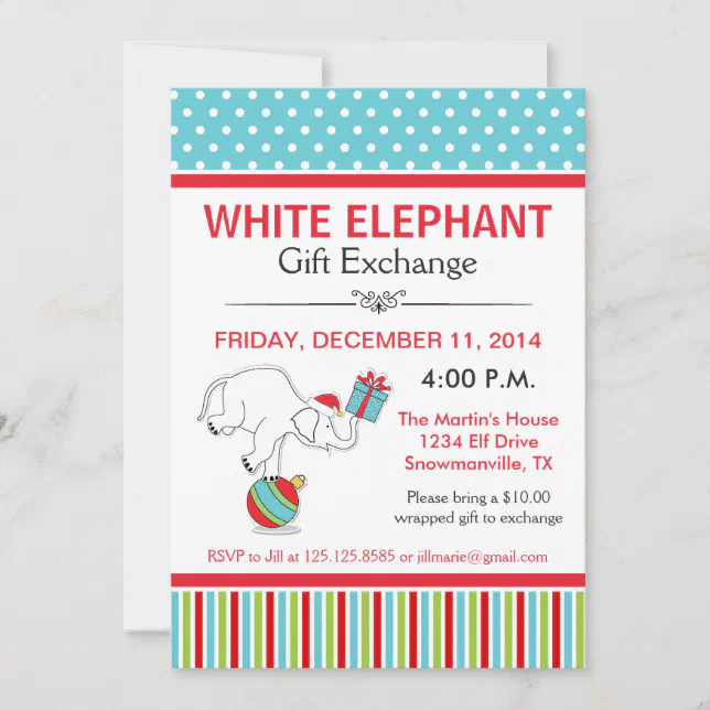 White Elephant Party Invitation | Zazzle
