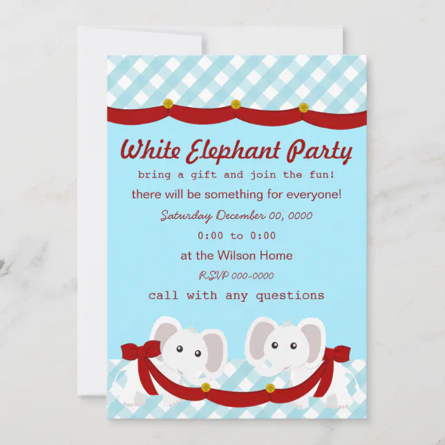 White Elephant Party Invitation | Zazzle