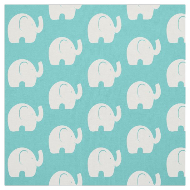 Cute White Elephants Pattern on Salmon Fabric | Zazzle