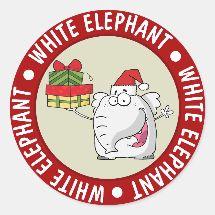White Elephant Santa Hat Gifts Cartoon Classic Round Sticker | Zazzle.com